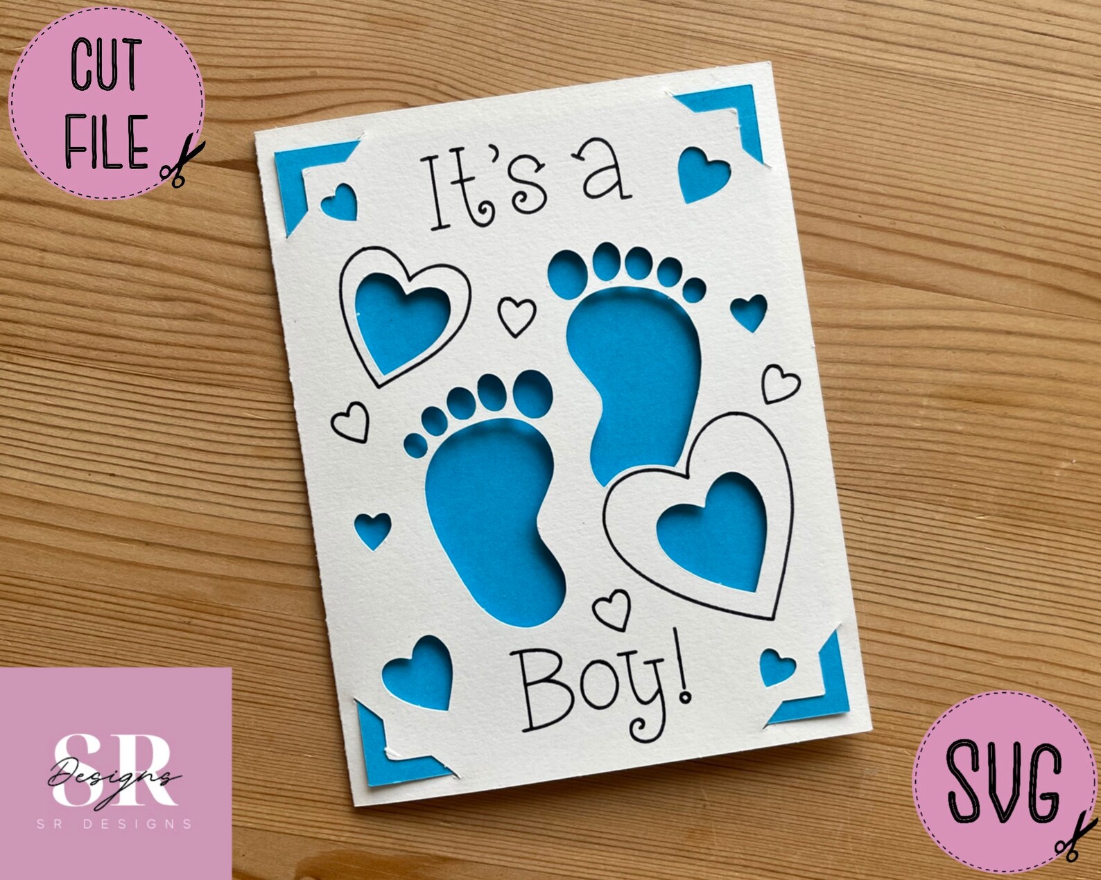 SVG: It’s a Boy Insert Card. Cricut Joy Friendly. Draw and Cut Card ...