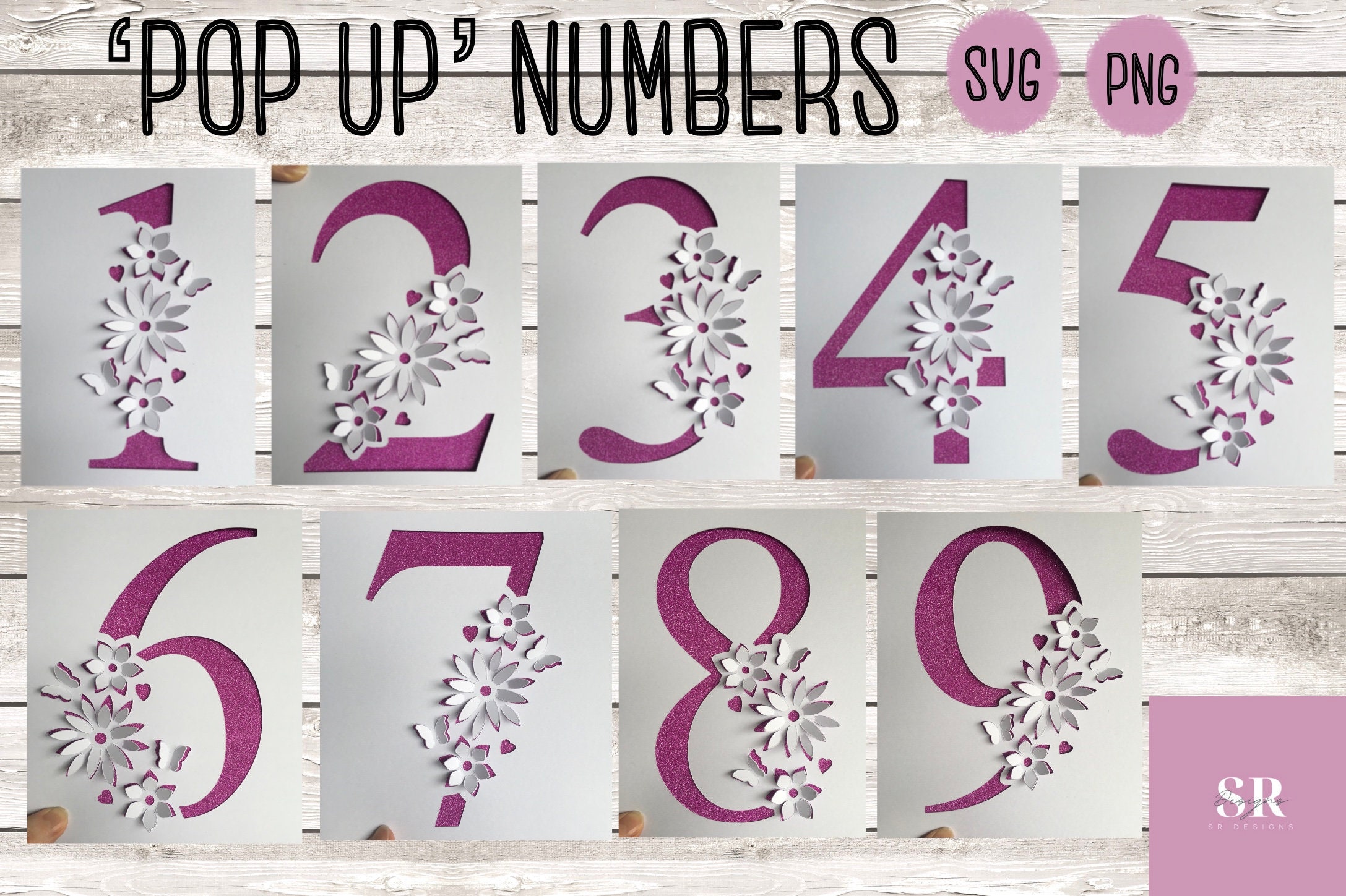 SVG: Pop up/ 3D Number Bundle. Numbers 0-9. Number pop up. | Etsy