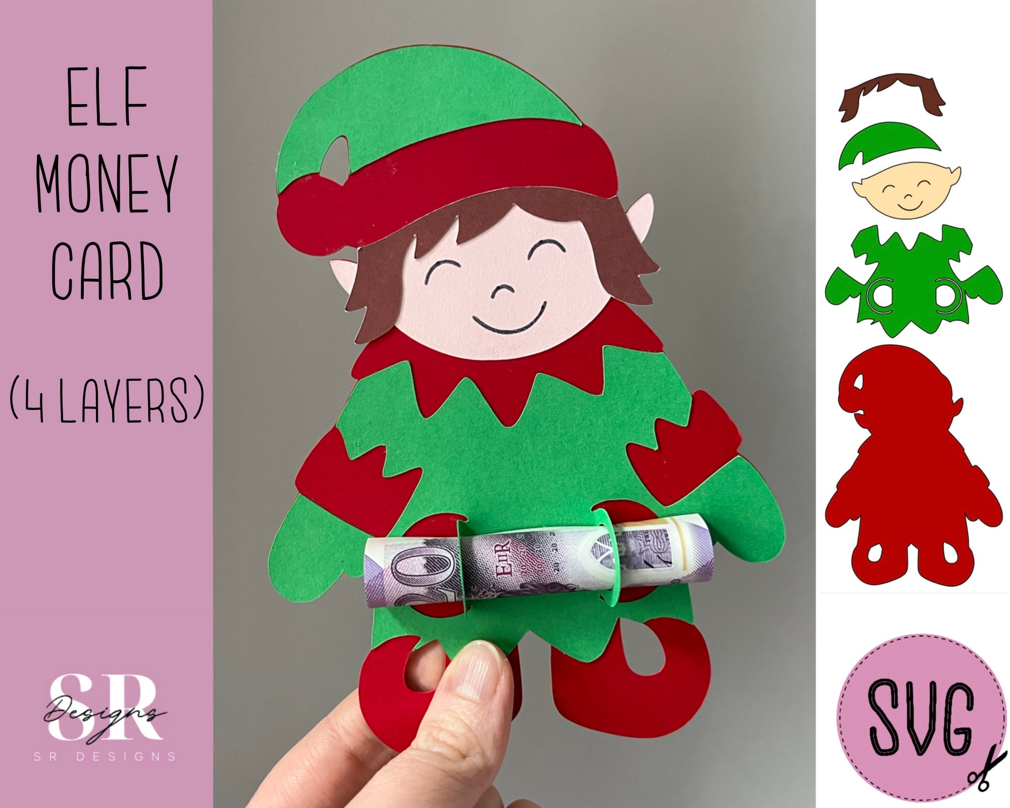 SVG: Elf Money Card. Christmas Money Holder. Cricut Joy - Etsy
