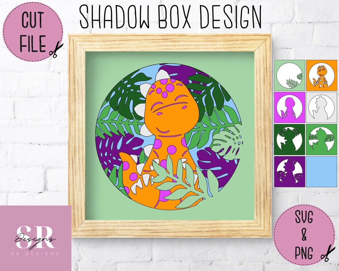 SVG: Dinosaur Shadow Box Bundle. Dinosaur Svg. 3d Dinosaur. - Etsy