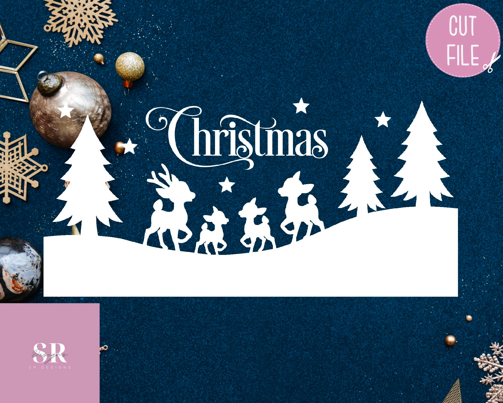 SVG: Christmas Scene Svg. Reindeer Family Svg. Subway Tile - Etsy