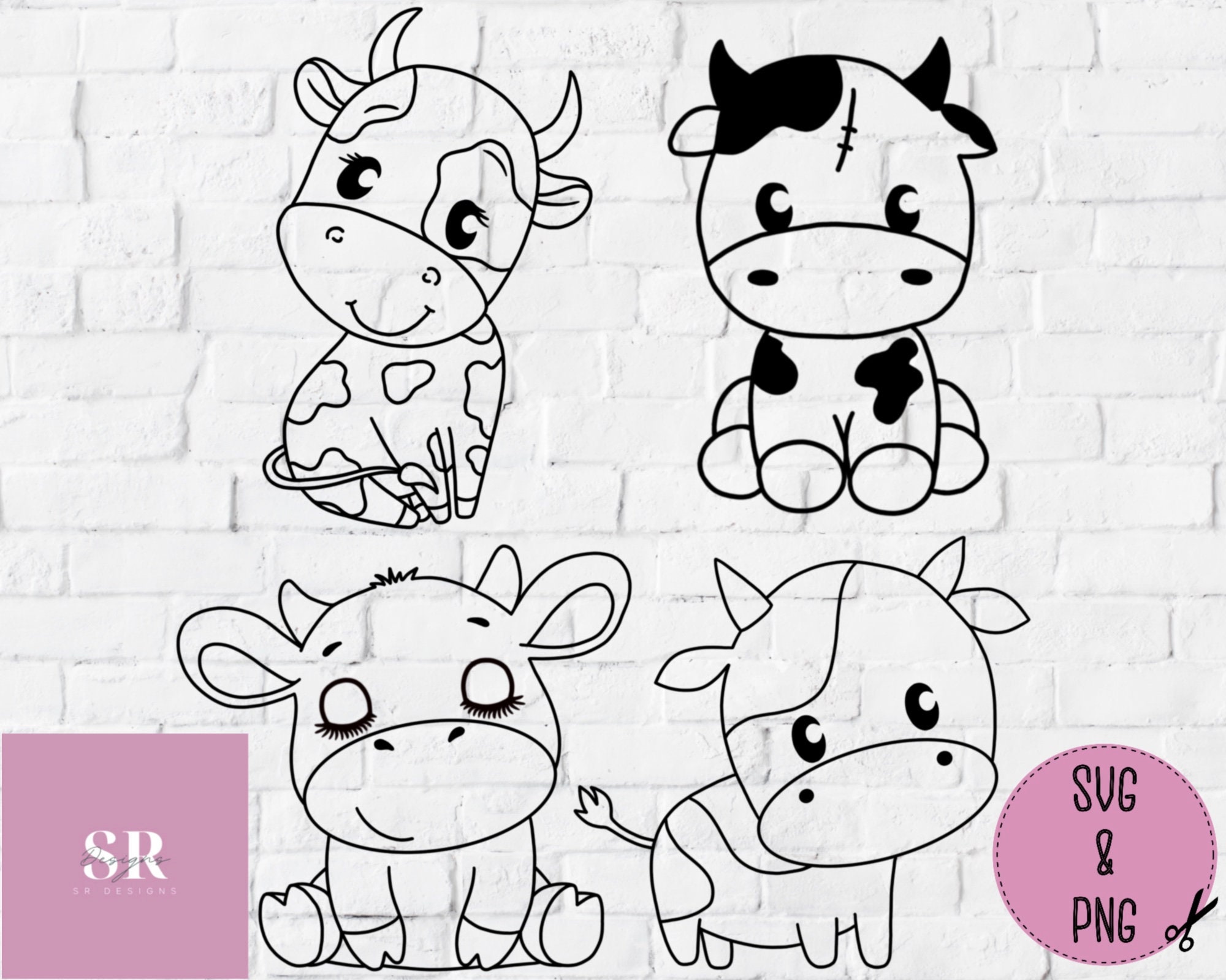 Cute Cow SVG/PNG Bundle. 4 Images. Vinyl Cutting. Personalised - Etsy