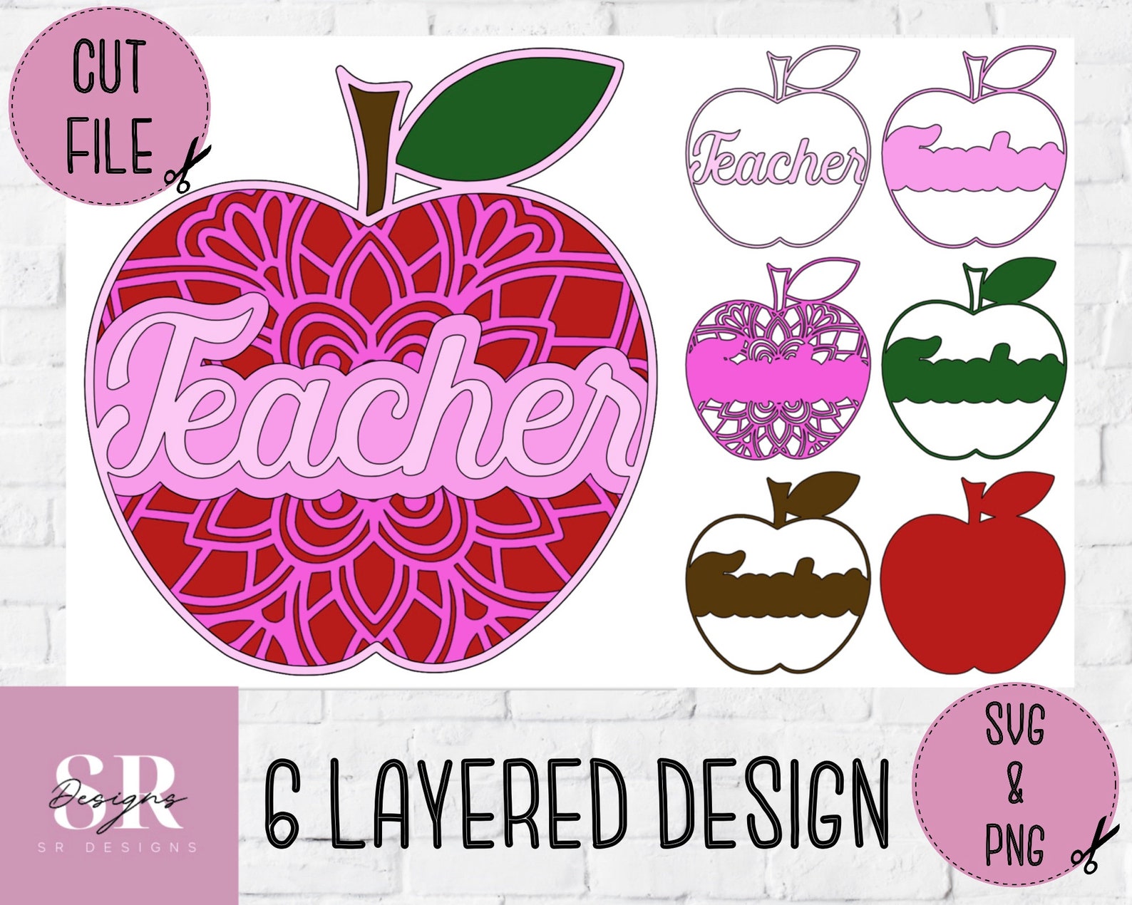 SVG: 3D Layered Apple. Digital Download. Paper Cutting. Layered Svg ...