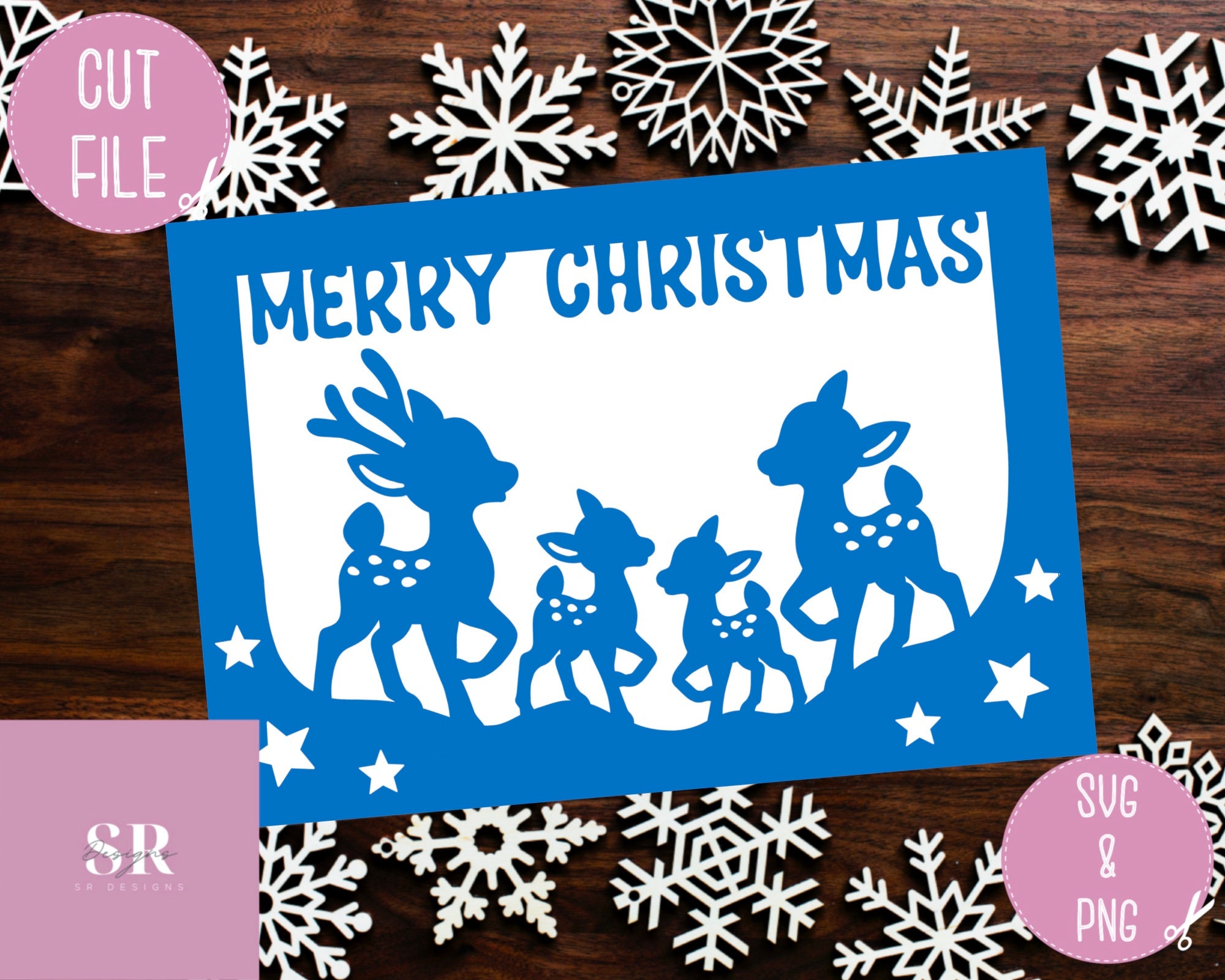 SVG: Christmas Card. Christmas Card Svg. Merry Christmas Svg. Reindeer ...