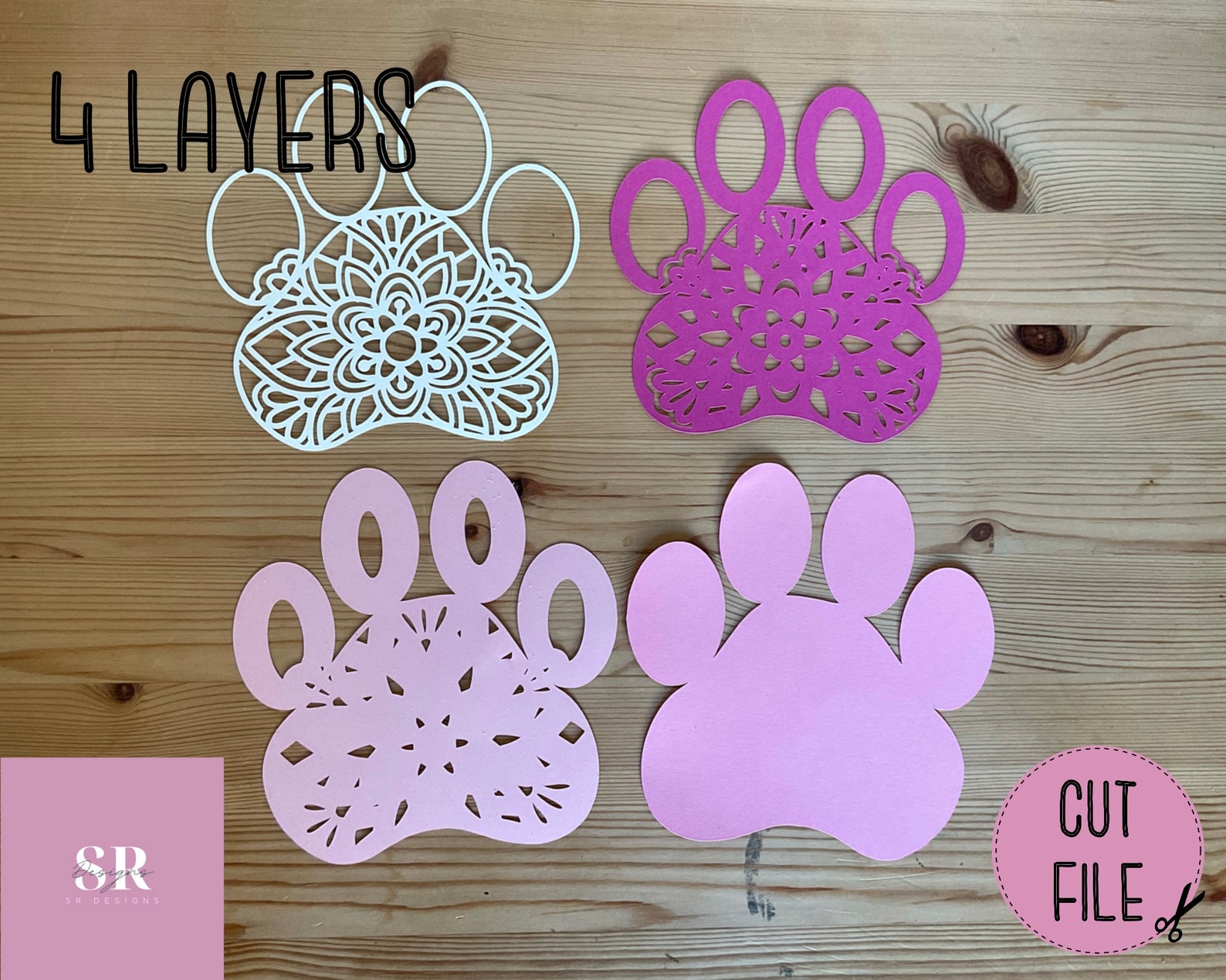SVG: 3D/ Layered Paw Print. Paw Print Svg. Paw Print. Mandala Paw Print ...