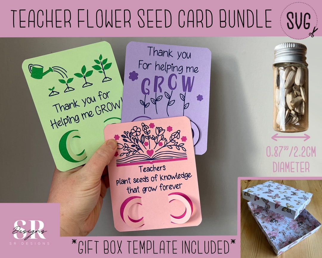 SVG: Teacher Flower Seed Card Bundle. Cricut Joy Friendly. Teacher ...