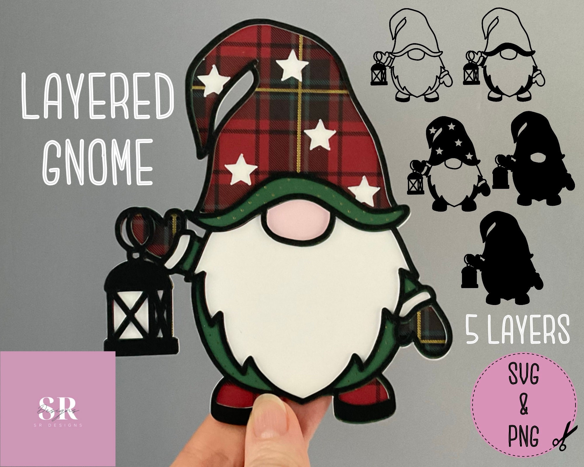 SVG: Layered Gnome Cut File. 3D Gonk Svg. Layered Gnome Svg. | Etsy
