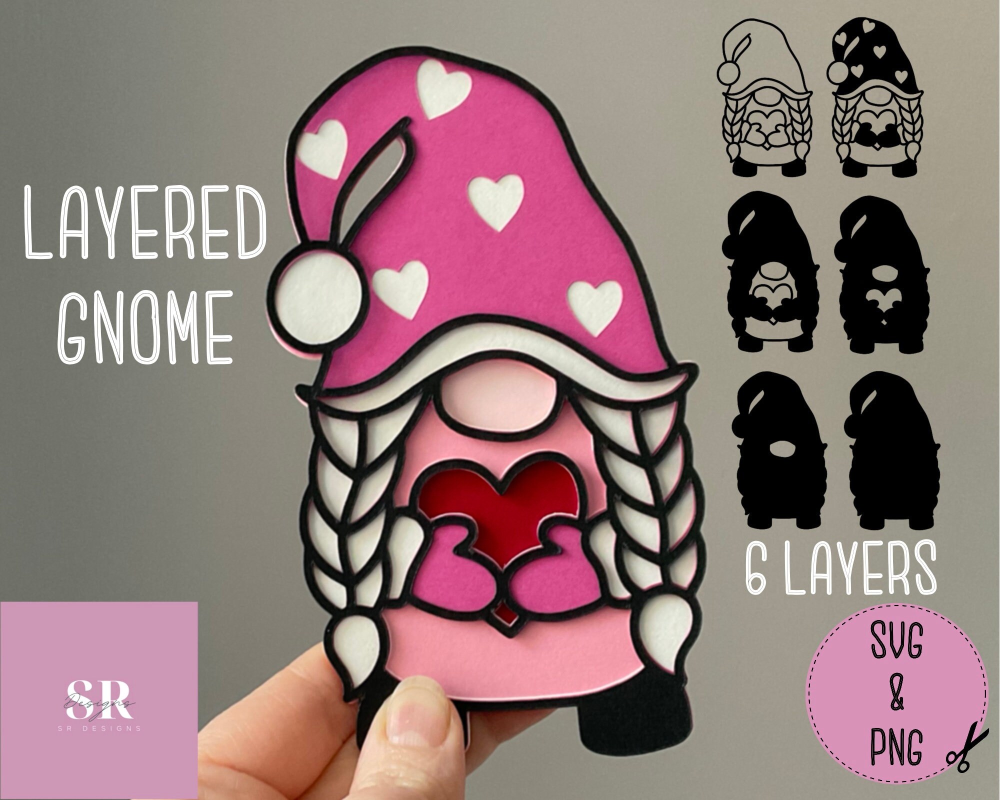 SVG: Layered Gnome Cut File. 3D Gonk Svg. Layered Gnome Svg. - Etsy UK