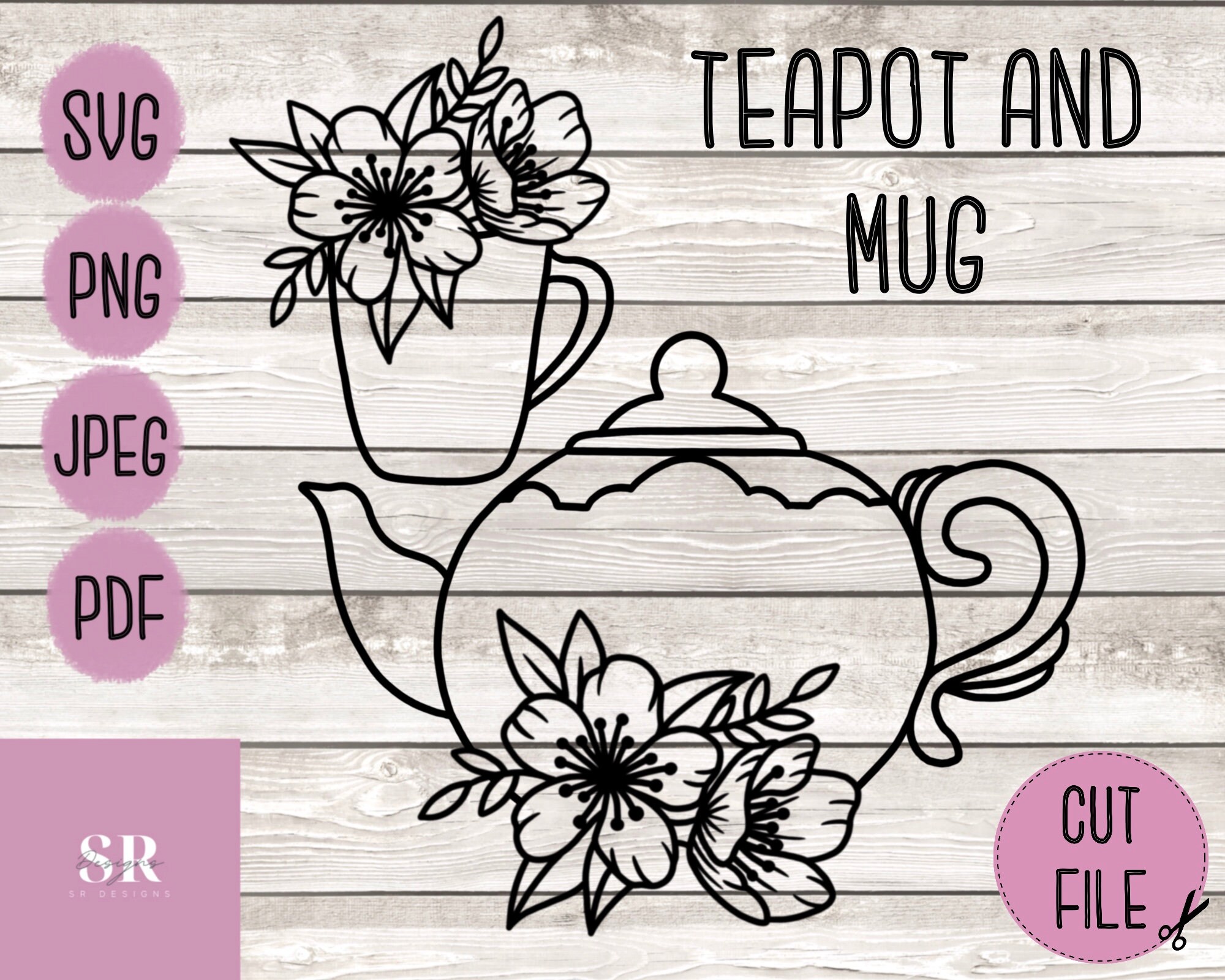 Digital: Teapot SVG. Afternoon Tea Svg. Coffee Svg. Floral - Etsy
