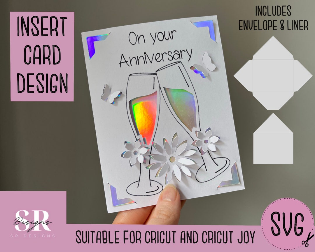 SVG: Anniversary Insert Card. Cricut Joy Friendly. Draw and Cut Card ...