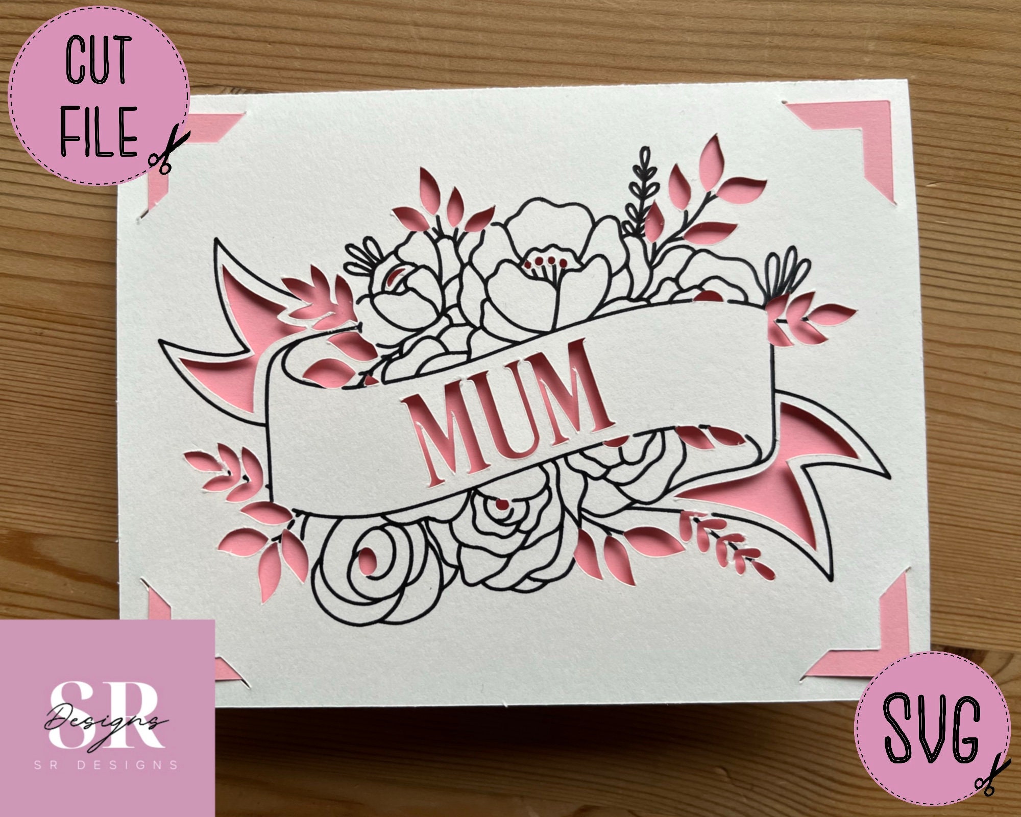 SVG: Mum Insert Card. Cricut Joy Friendly. Draw and Cut Card | Etsy
