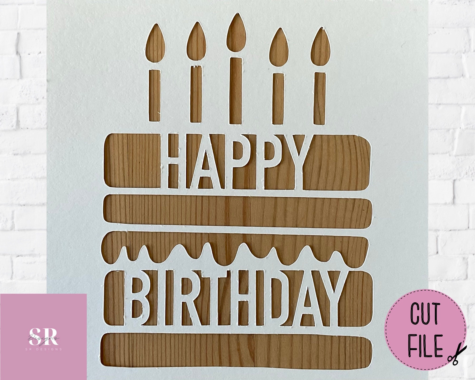 SVG: Birthday Cake Card. Happy Birthday. Birthday Cake Card. | Etsy