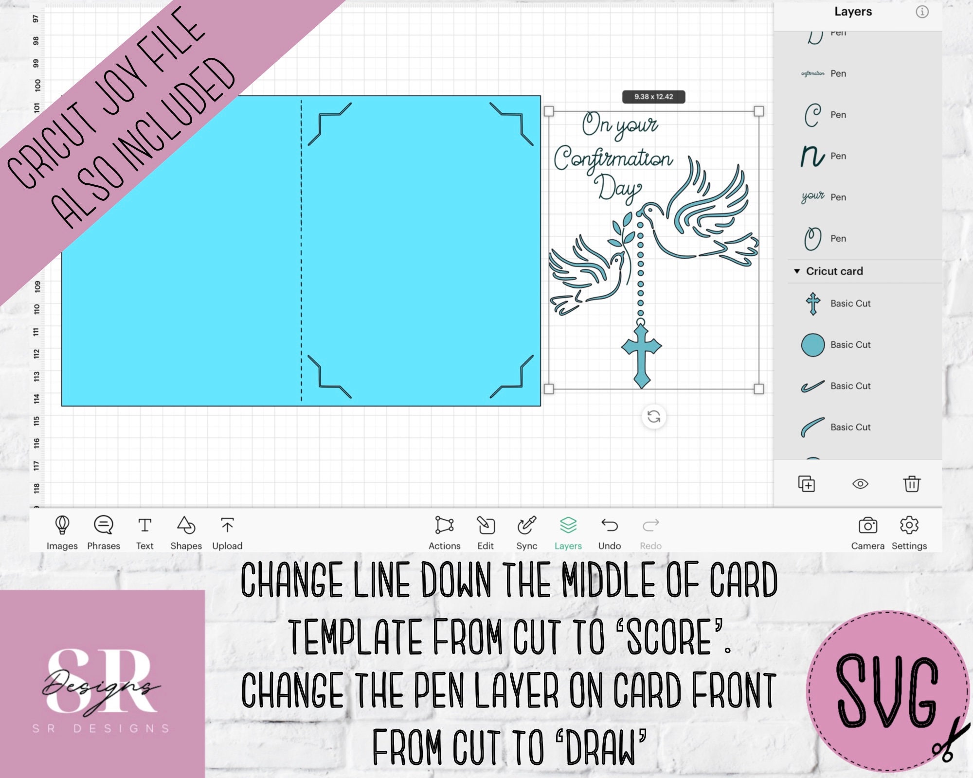 SVG: Confirmation Insert Card. Cricut Joy Friendly. Draw and Cut Card ...