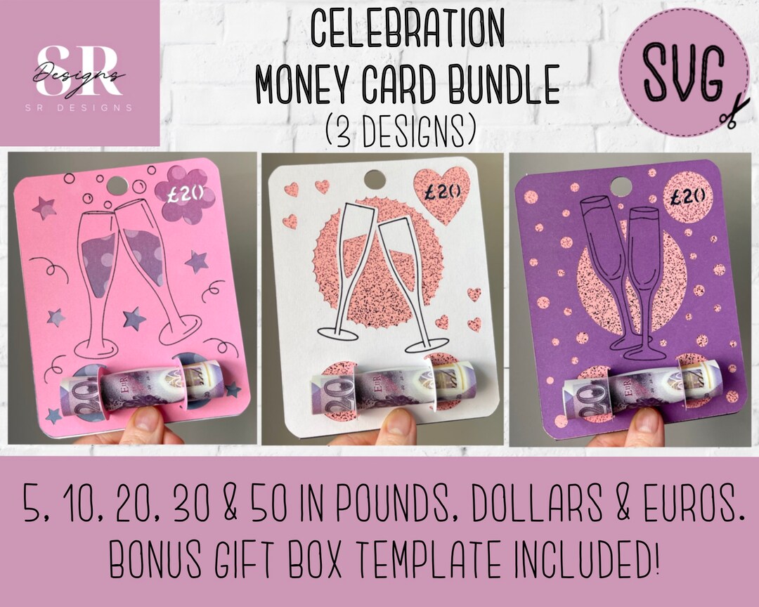 SVG: Celebration Money Card Bundle. Cricut Joy Friendly. Cut and Draw ...
