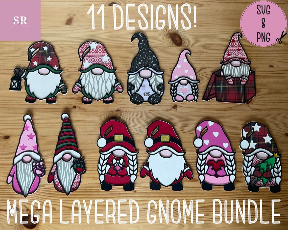 SVG: Layered Gnome Bundle. 11 Designs. 3D Gonk Svg. Layered | Etsy UK