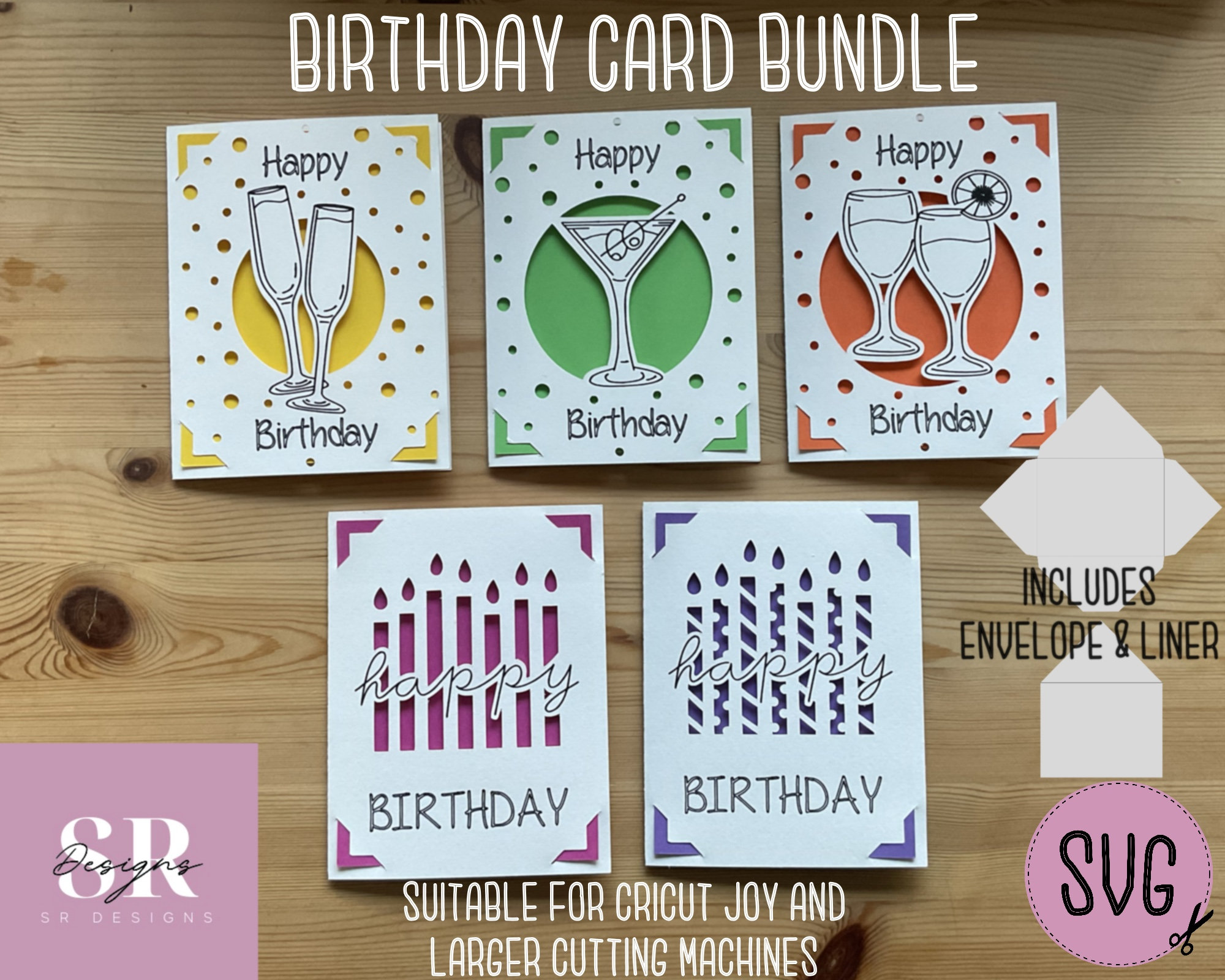 SVG: Birthday Insert Card Bundle. Cricut Joy Friendly. | Etsy UK