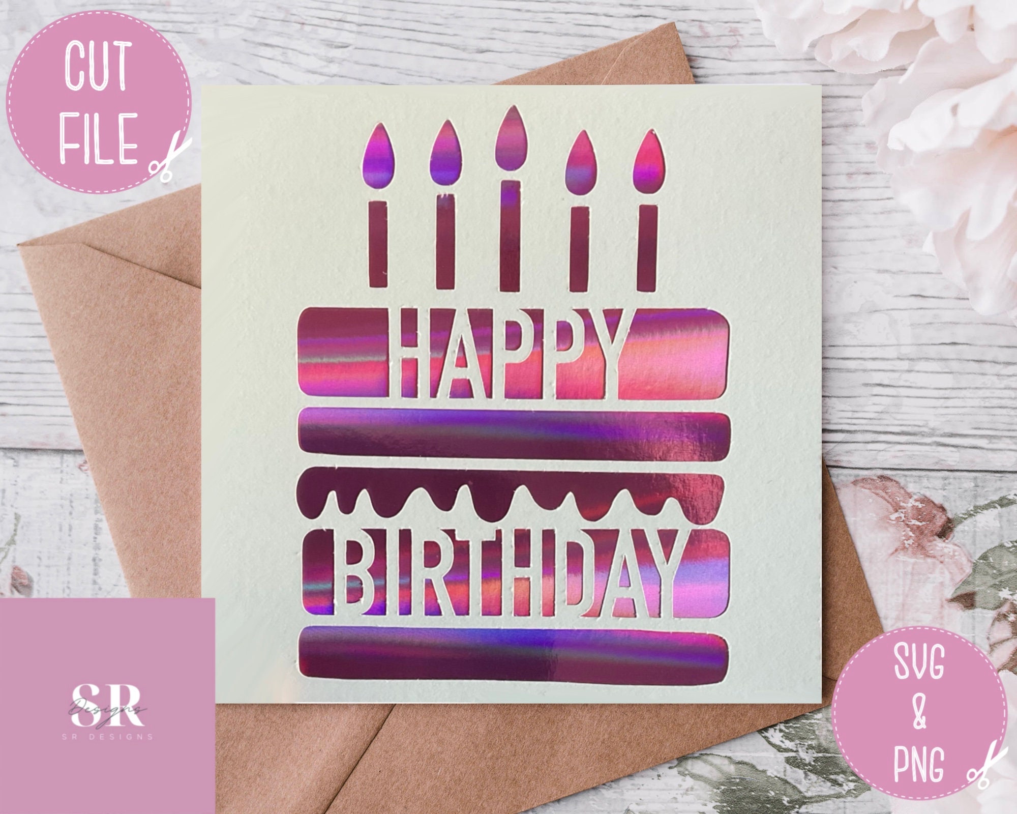 SVG: Birthday Cake Card. Happy Birthday. Birthday Cake Card. - Etsy