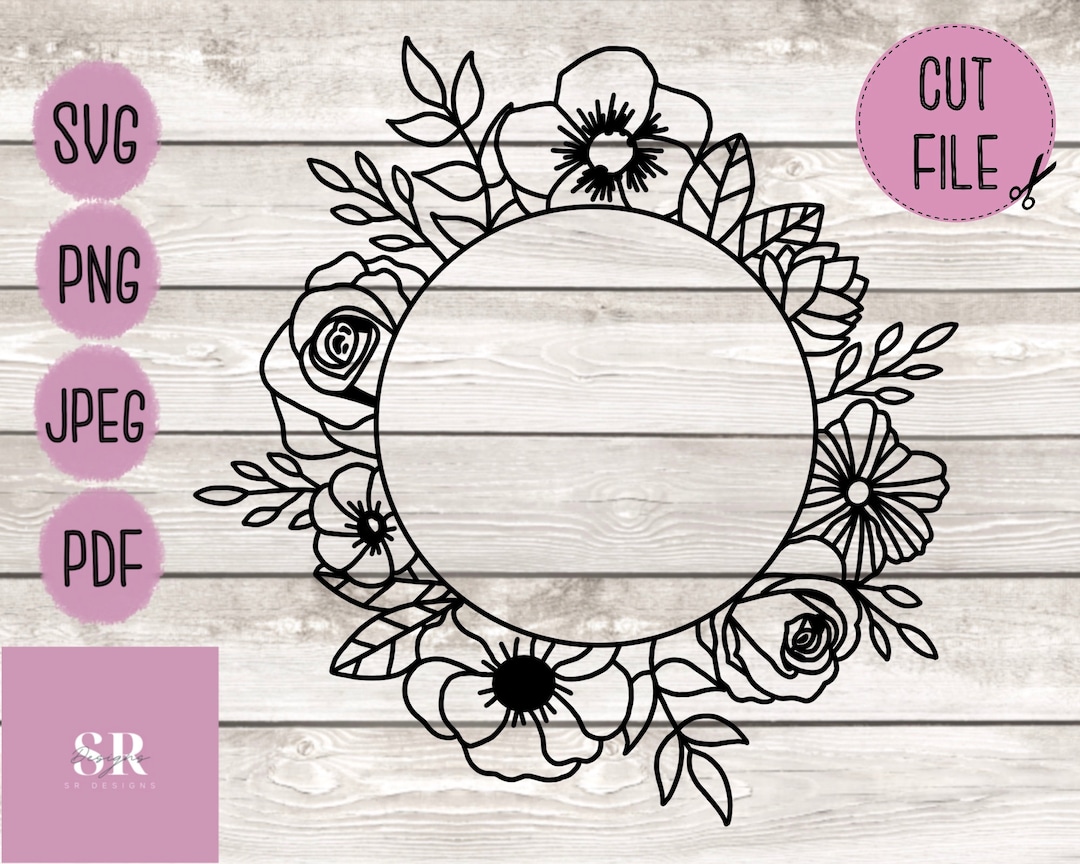 Floral Frame SVG Cutting File. Floral Border. Floral Monogram Frame ...