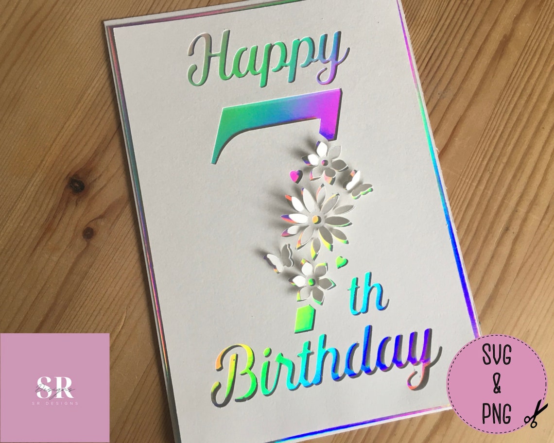 SVG: Pop Up/ 3D 7th Birthday Card. Number Pop Up. Floral Pop Up. Pop up ...