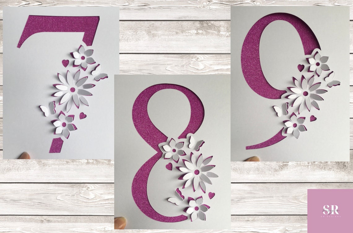 SVG: Pop Up/ 3D Number Bundle. Numbers 0-9. Number Pop Up. Floral Pop ...