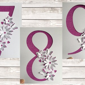 SVG: Pop Up/ 3D Number Bundle. Numbers 0-9. Number Pop Up. Floral Pop ...