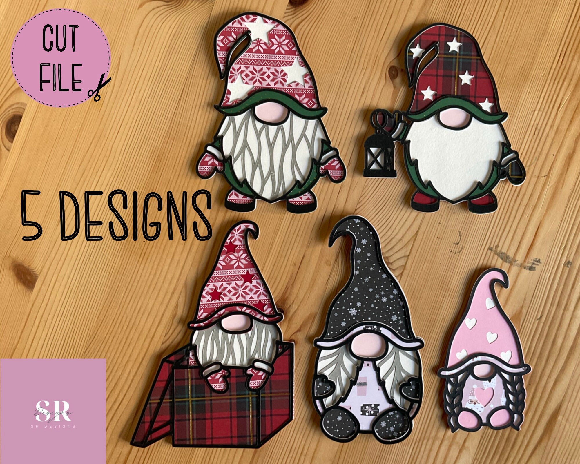 SVG: Layered Gnome Bundle. 3D Gonk Svg. Layered Gnome Family | Etsy