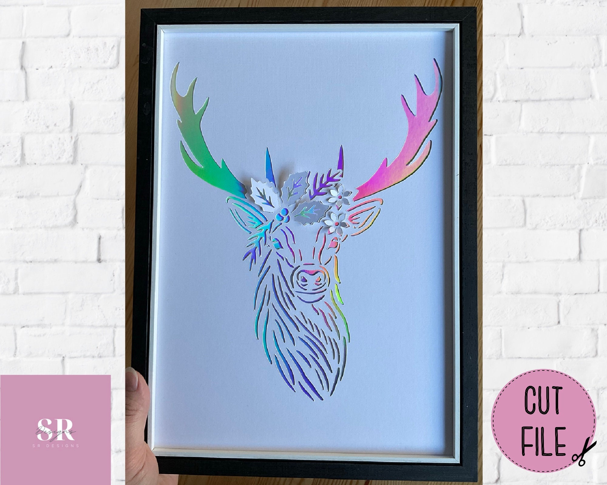 SVG: 3D Christmas Deer. Pop up Stag Svg. Christmas Stag Svg. - Etsy ...