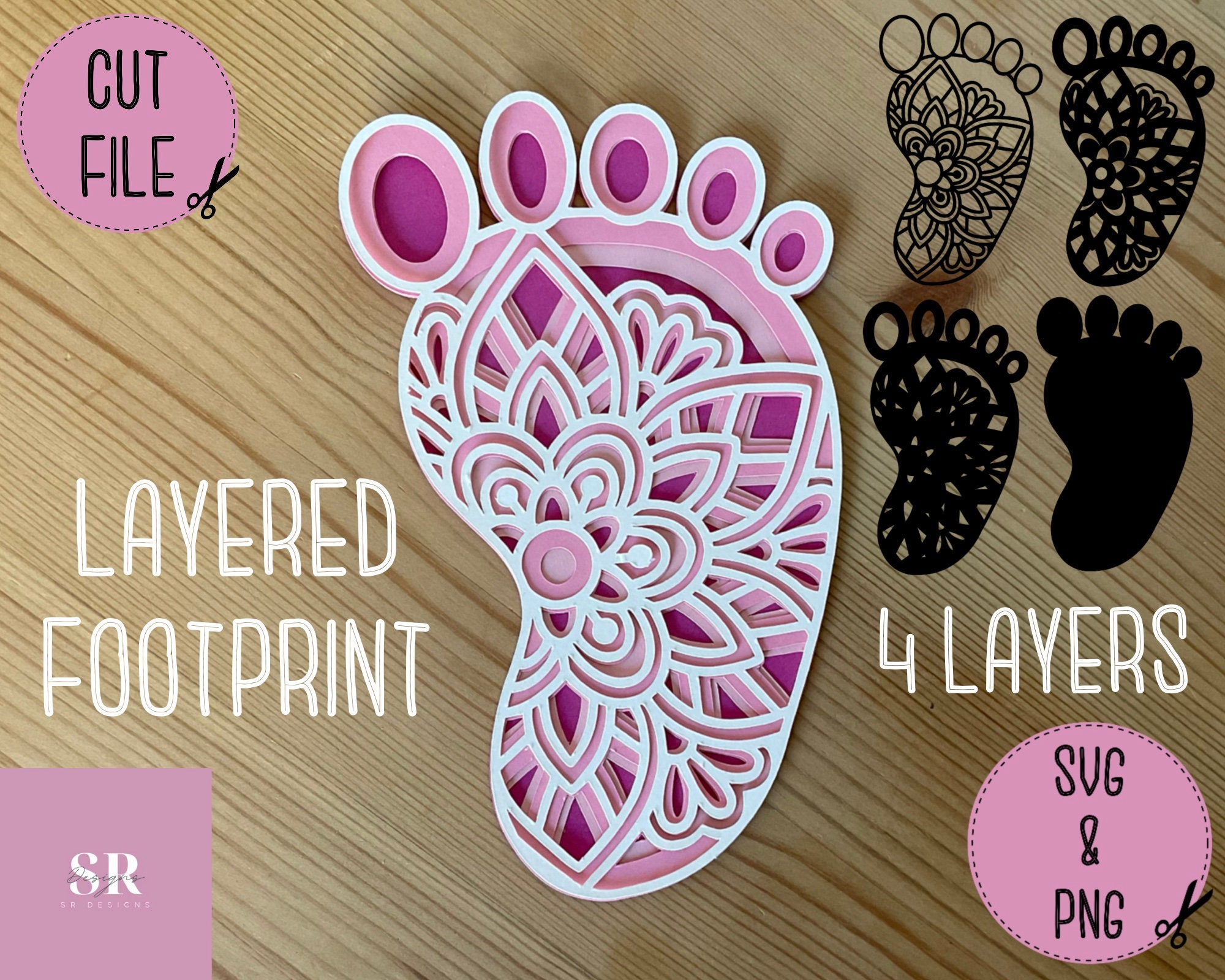 SVG: 3D/ Layered Foot Print. Foot Print Svg. Foot Print. Mandala Foot ...