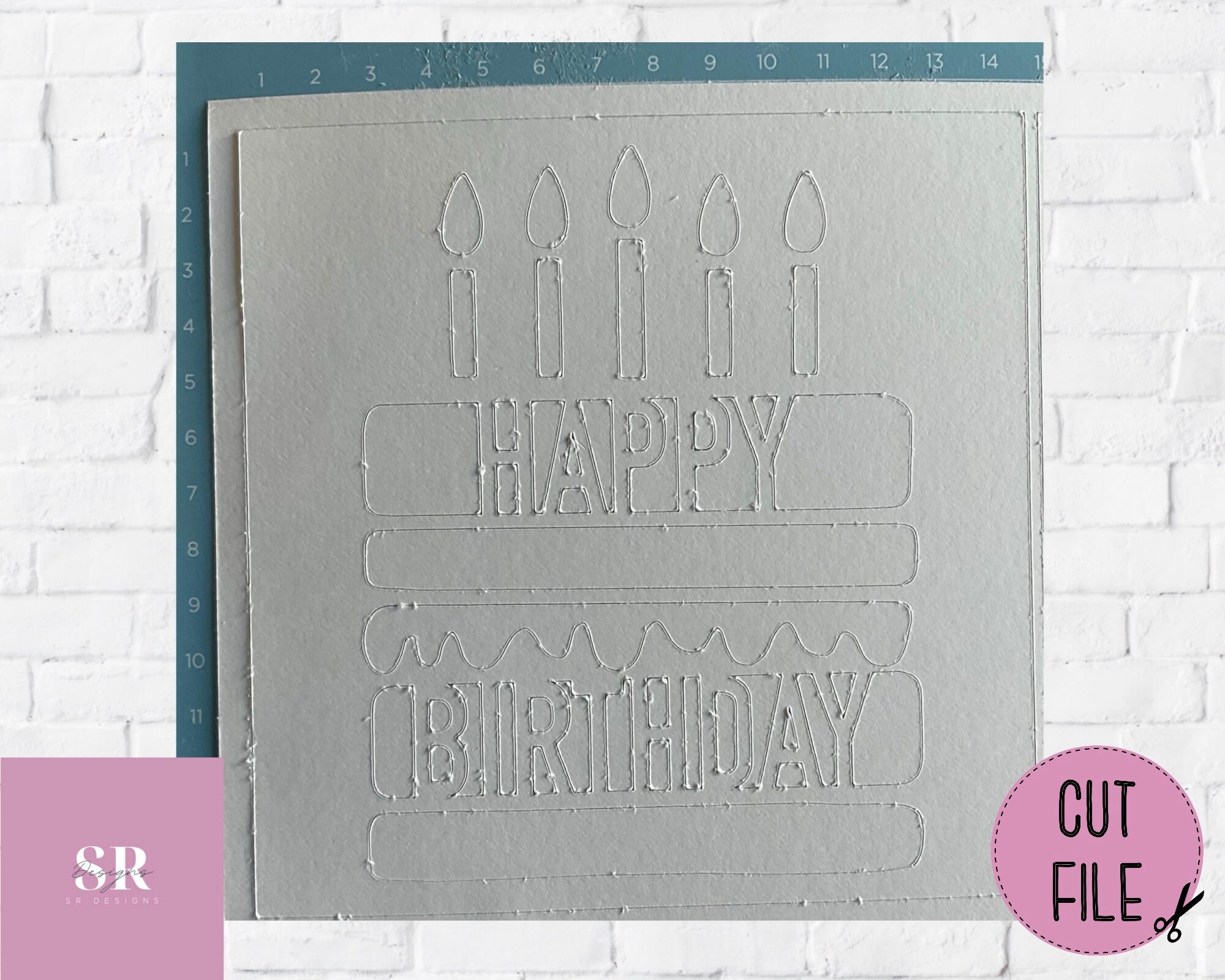 SVG: Birthday Cake Card. Happy Birthday. Birthday Cake Card. | Etsy