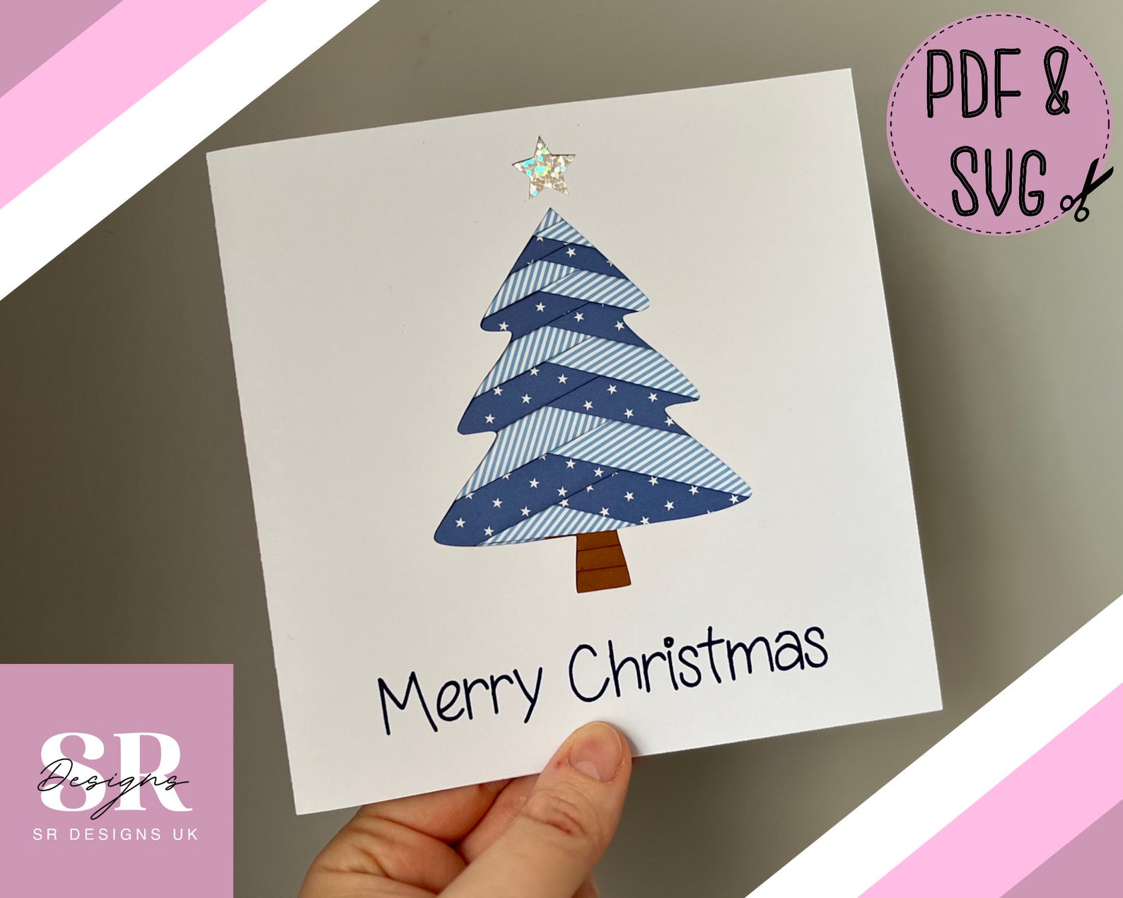 Christmas Tree Iris Folding Pattern Template PDF & SVG. Christmas Iris ...