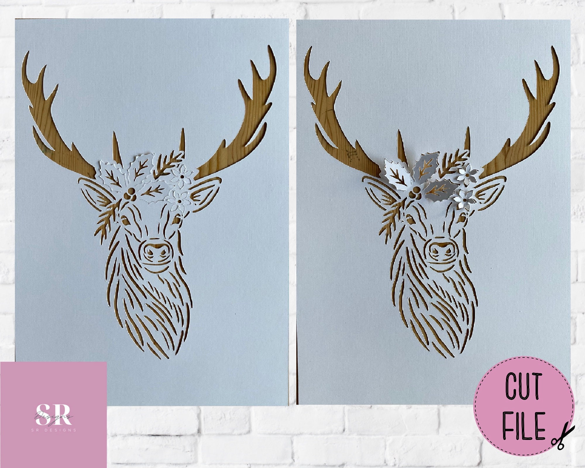 SVG: 3D Christmas Deer. Pop up Stag Svg. Christmas Stag Svg. Pop up Svg ...