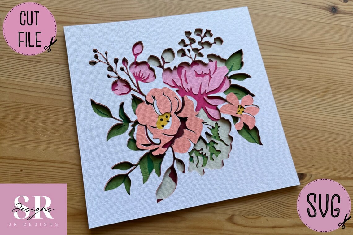 SVG: Layered English Rose Shadow Box. Digital Download. Paper - Etsy