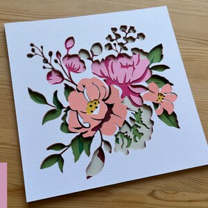 SVG: Layered English Rose Shadow Box. Digital Download. Paper Cutting ...