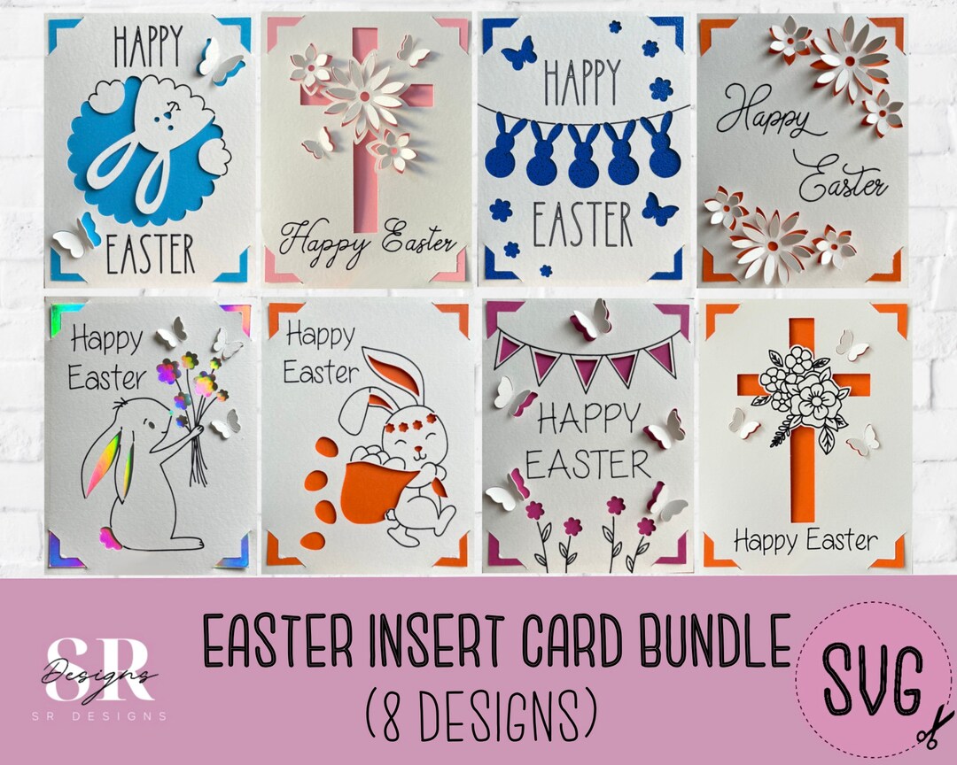 SVG: Easter Insert Card Bundle. 8 Designs. Cricut Joy Friendly. Draw ...