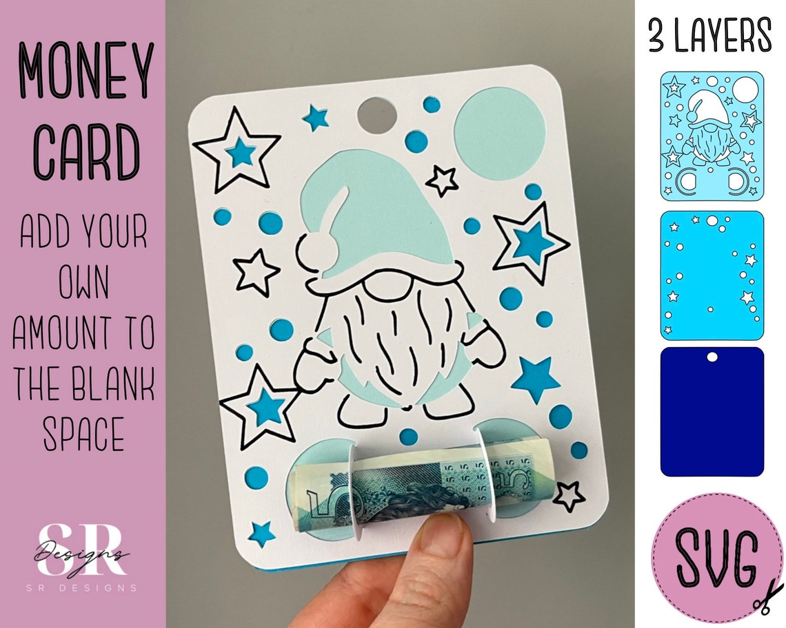 SVG: Christmas Gnome Money Card. Cricut Joy Friendly. - Etsy
