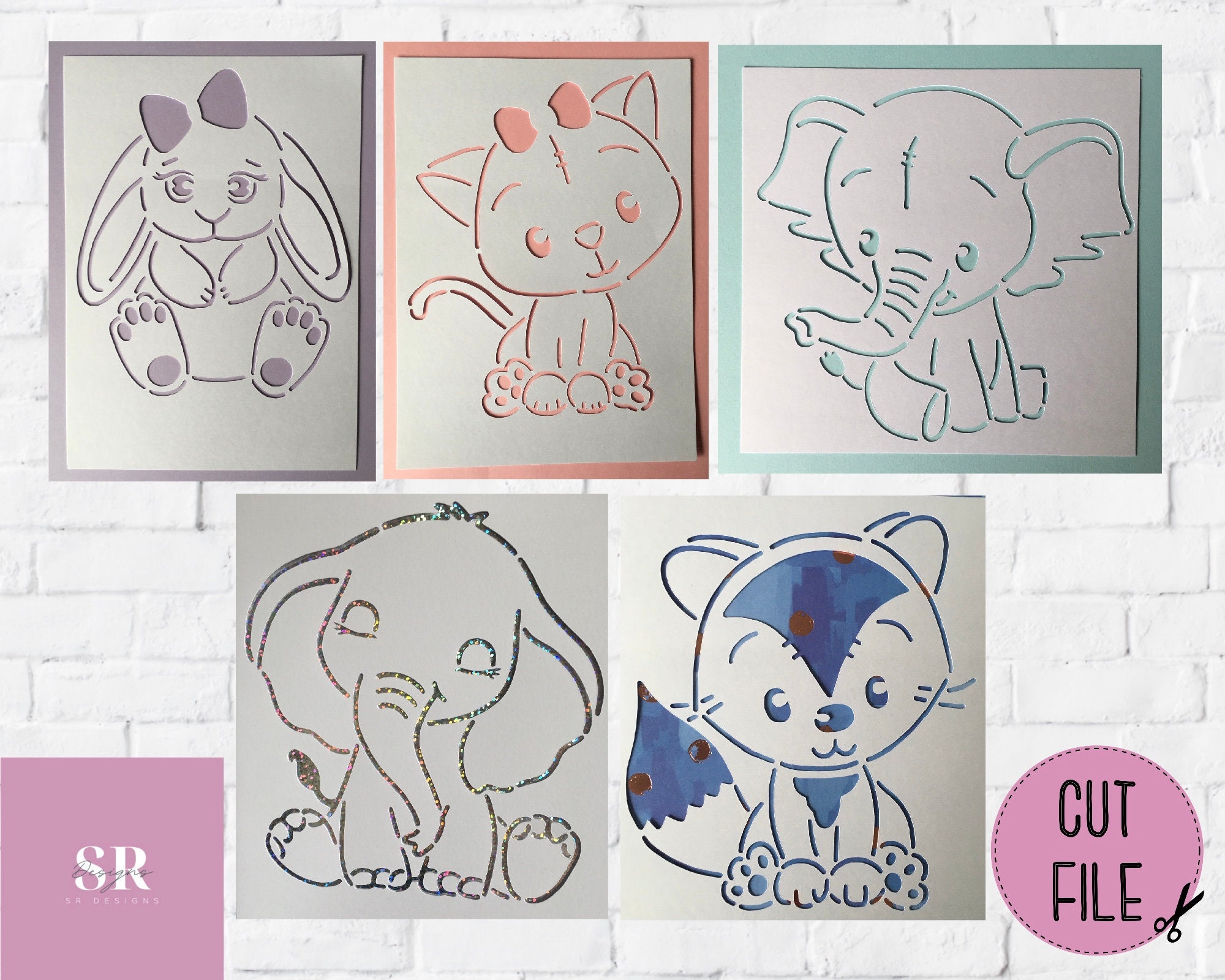SVG Bundle: 20 Cute Animal Cut Files. Card Cutting or Vinyl Cutting. 20 ...