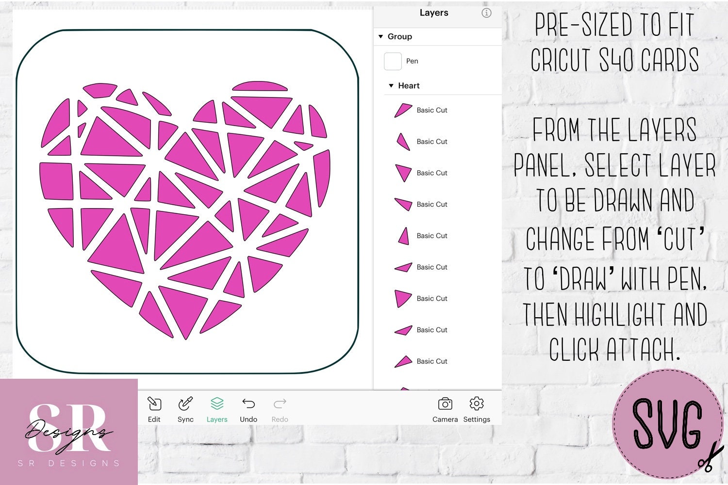 SVG: Heart Insert Card. Cricut S40 Insert Card. Birthday Card - Etsy