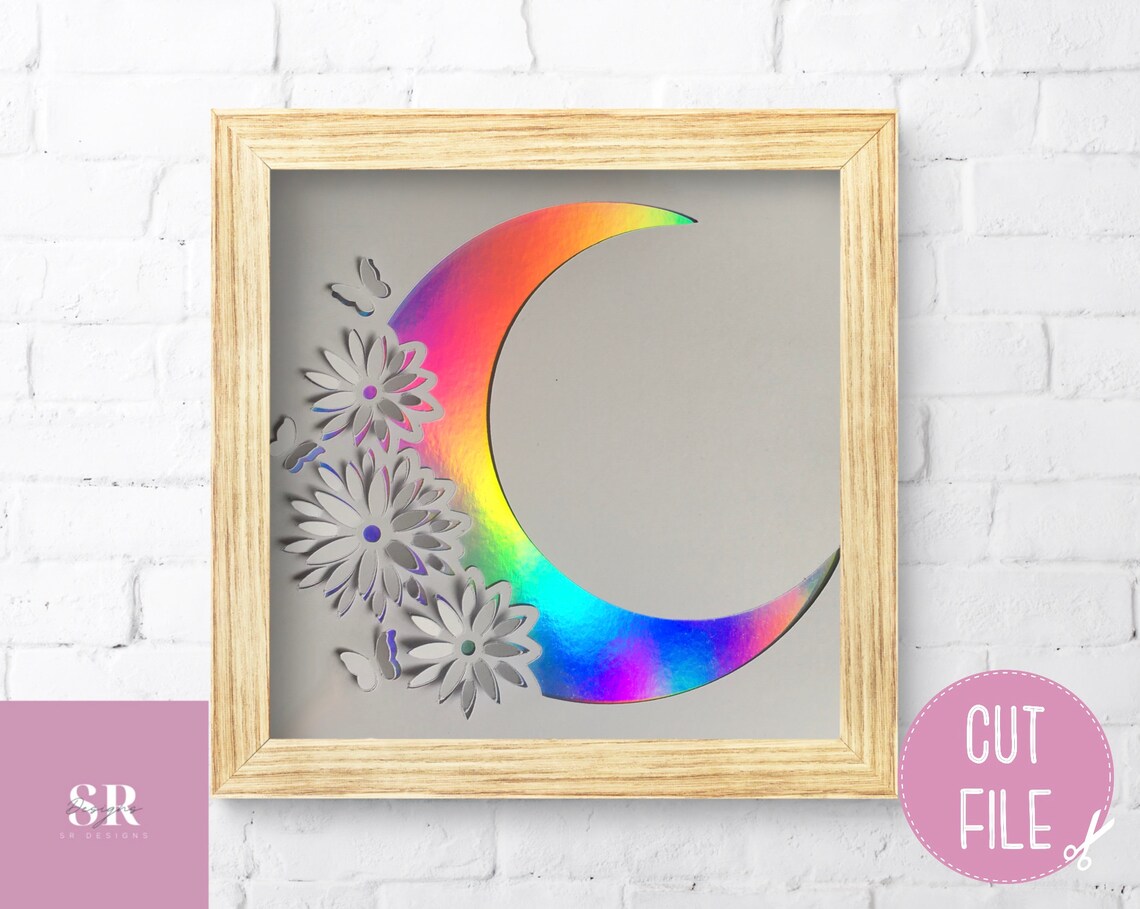 SVG: 3D Floral Moon. Digital Download. Paper Cutting. Floral Moon Svg ...