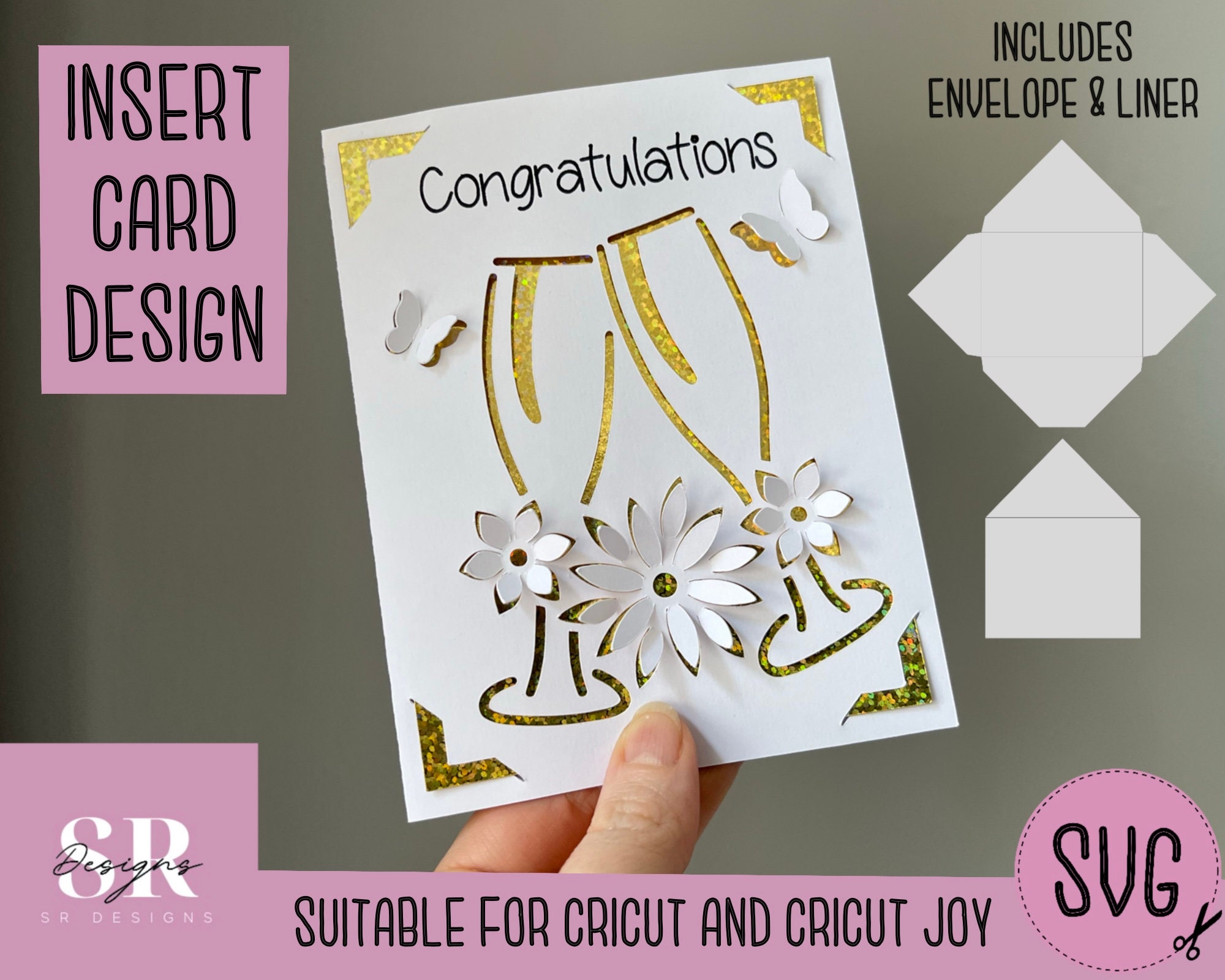SVG: Congratulations Insert Card. Cricut Joy Friendly. Draw and Cut ...