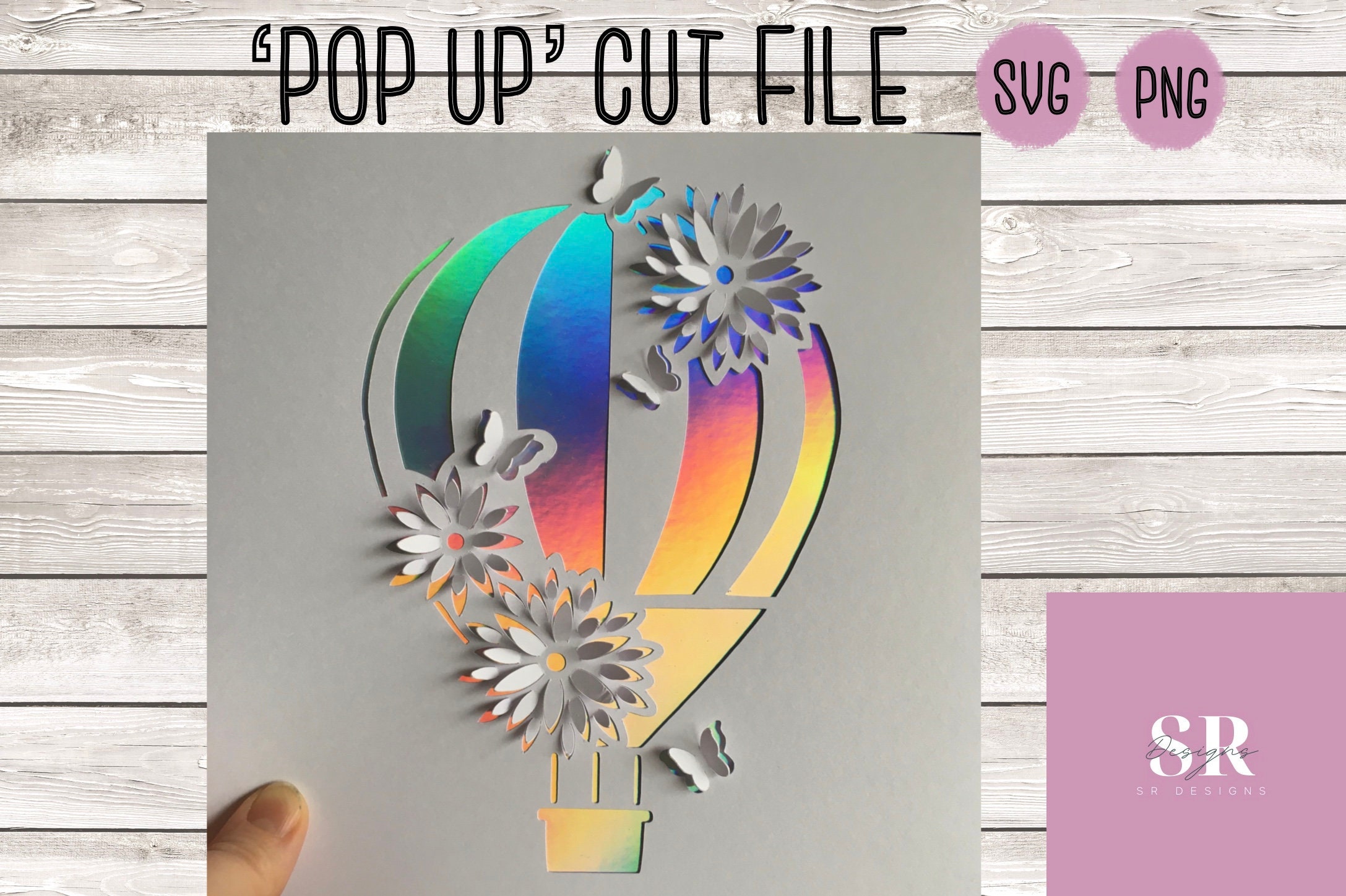 card cut file SVG silouette 3D Pop up balloon hearts cut file digital ...