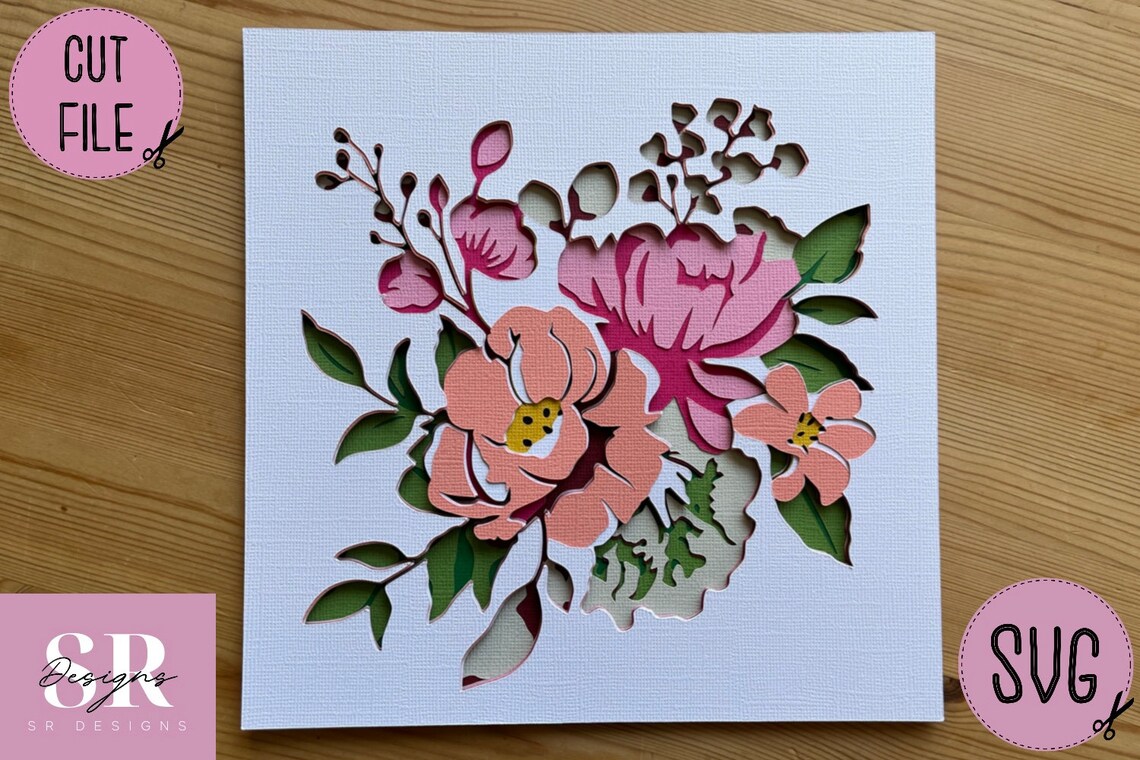 SVG: Layered English Rose Shadow Box. Digital Download. Paper - Etsy