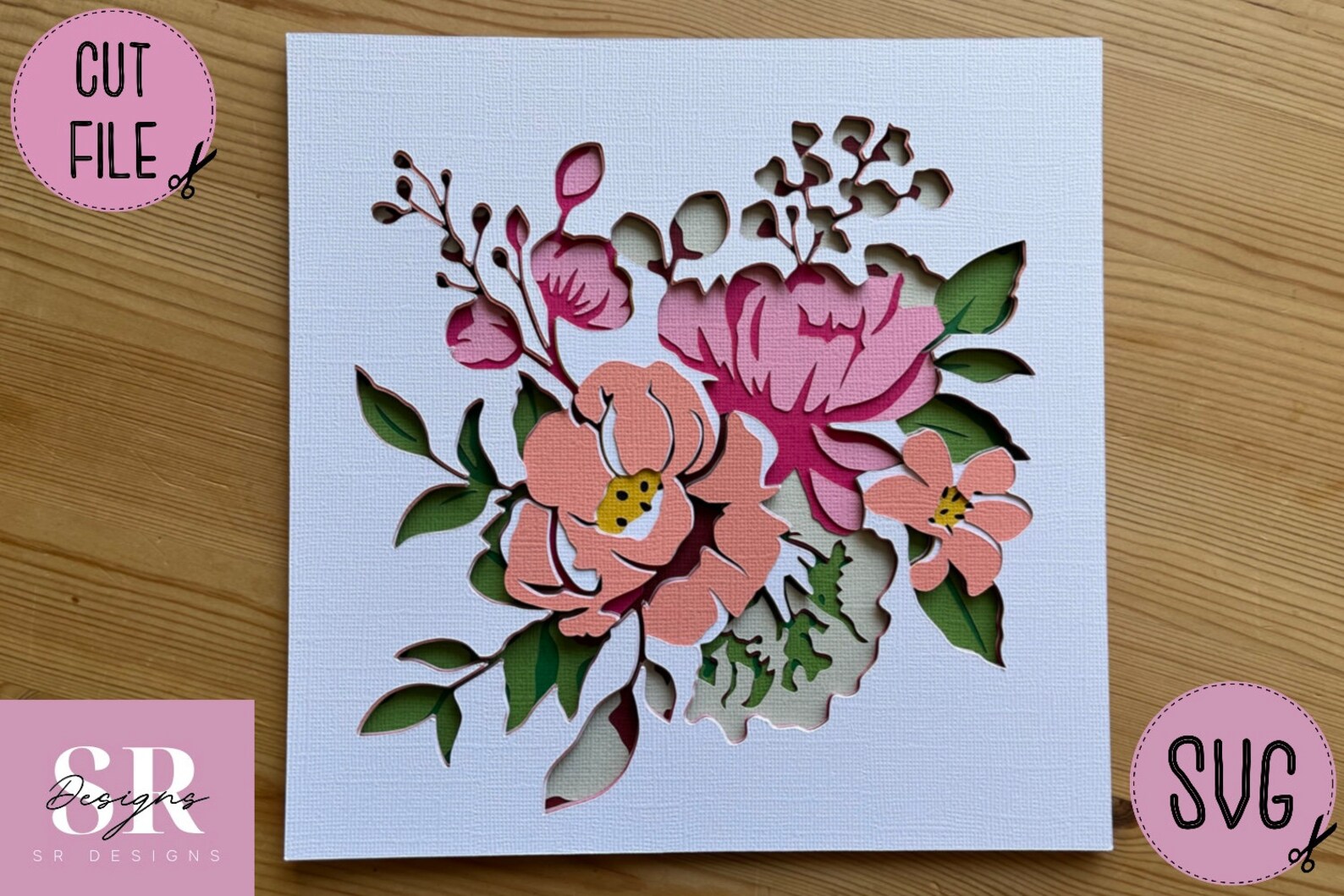 SVG: Layered English Rose Shadow Box. Digital Download. Paper - Etsy