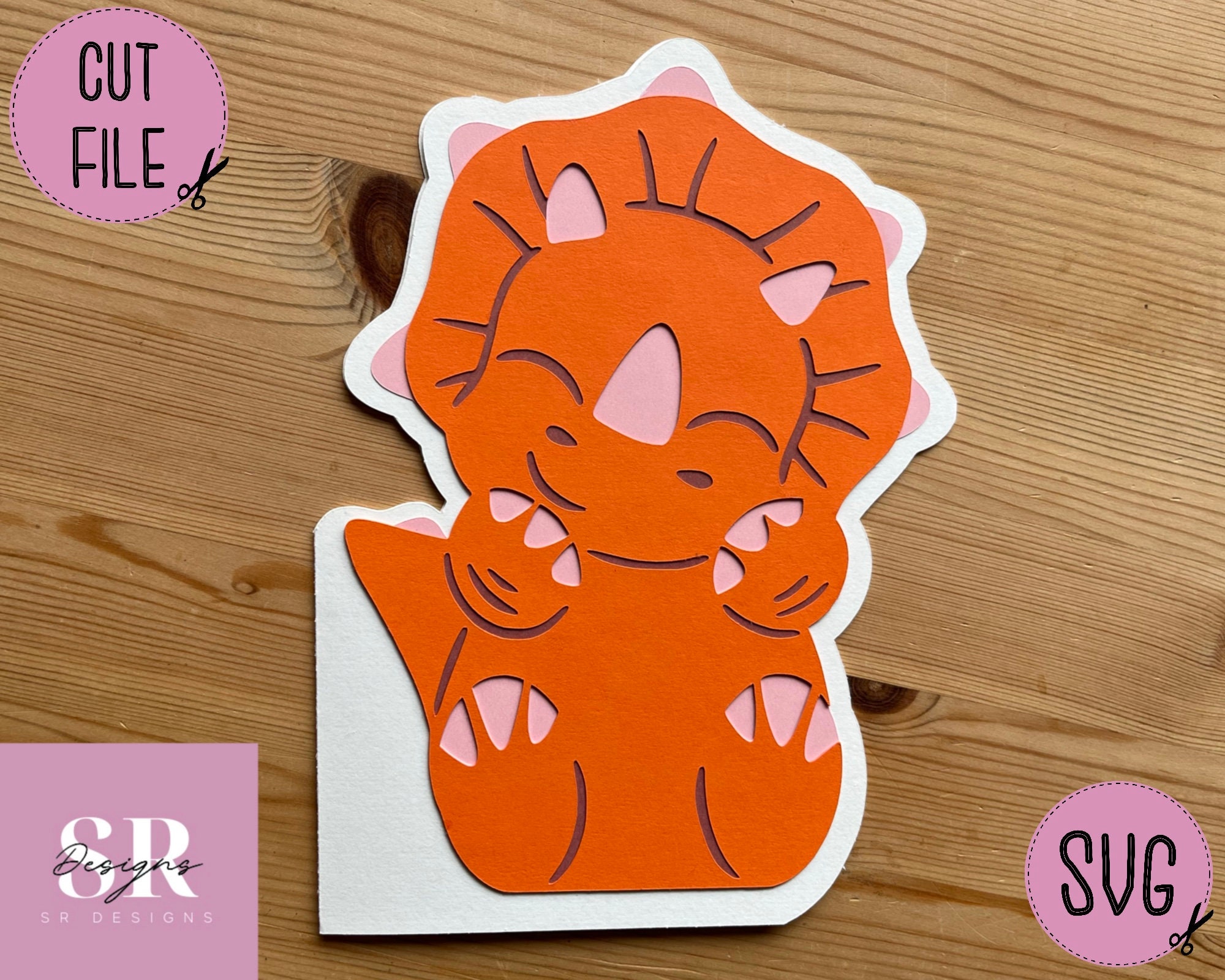 SVG: Dinosaur Card. Layered Dinosaur Svg. 3d Dinosaur. Dinosaur Cut ...