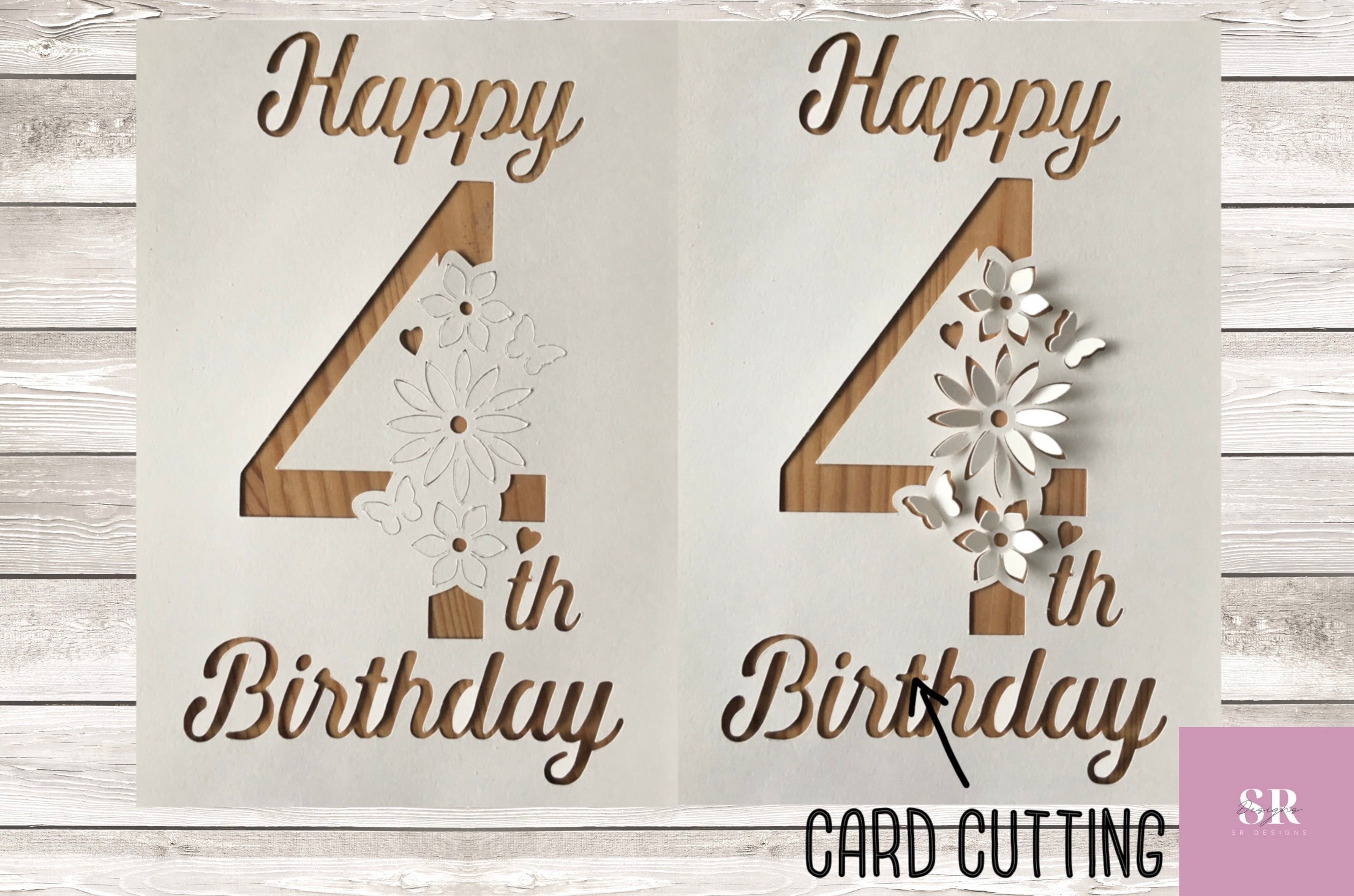 SVG: Pop Up/ 3D 4th Birthday Card. Number Pop Up. Floral Pop Up. Pop up ...
