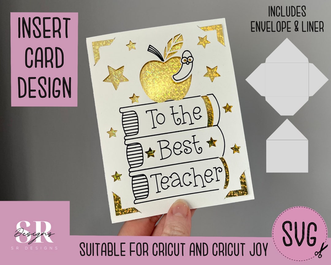 SVG: Teacher Insert Card. Cricut Joy Friendly. Draw and Cut Card Design ...