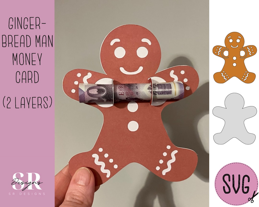SVG: Gingerbread Man Money Card. Christmas Money Holder. Cricut Joy ...
