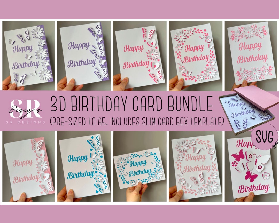 SVG: 3D / 'Pop Up' Geburtstagskarten-Bundle. Geburtstags-Svg-Bundle ...