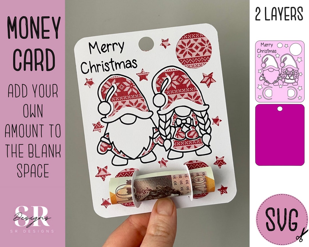 SVG: Christmas Gnome Money Card. Cricut Joy Friendly. Christmas Money ...