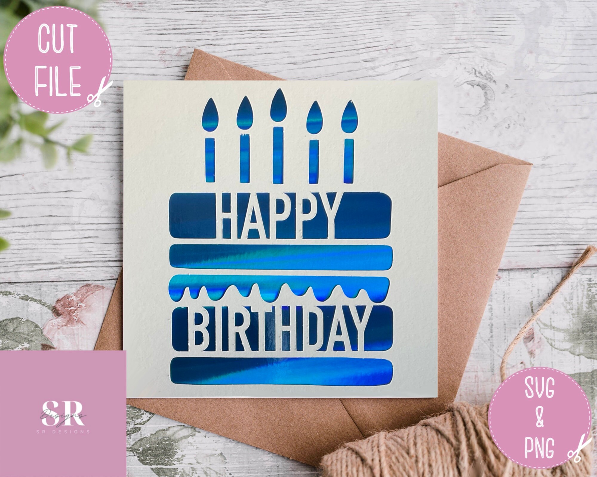 SVG: Birthday Cake Card. Happy Birthday. Birthday Cake Card. - Etsy