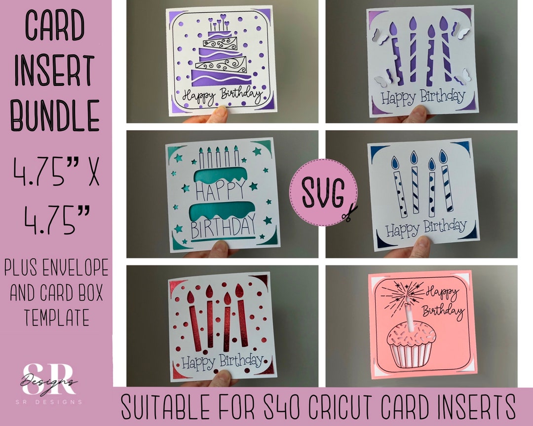 SVG: Birthday Insert Card Bundle. Cricut S40 Insert Card. Birthday Card ...